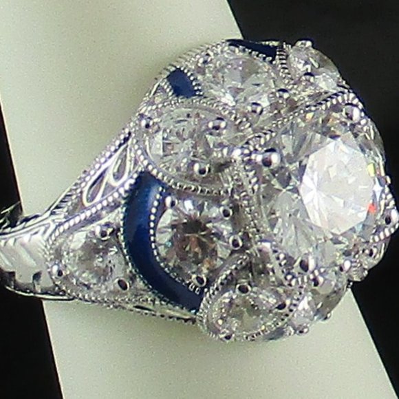 Xavier | Jewelry | Xavier 39ct Absolute Blue Enamel Floral Ring | Poshmark